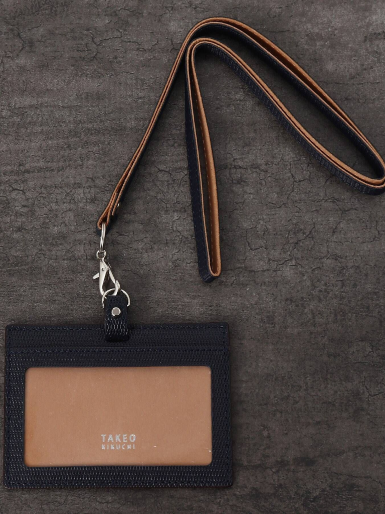 NAVY MESH ID CARD CASE WITH STRAP (07001523) – TAKEO KIKUCHI Thailand