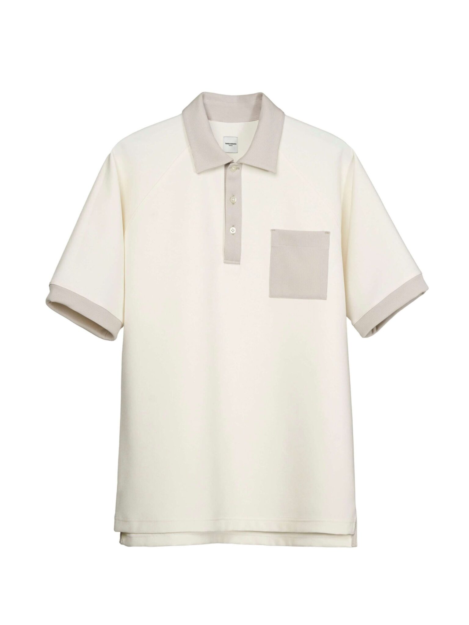 WHITE STRETCH BONDED DOUBLE SS POLO SHIRT (K8132102) – TAKEO KIKUCHI ...